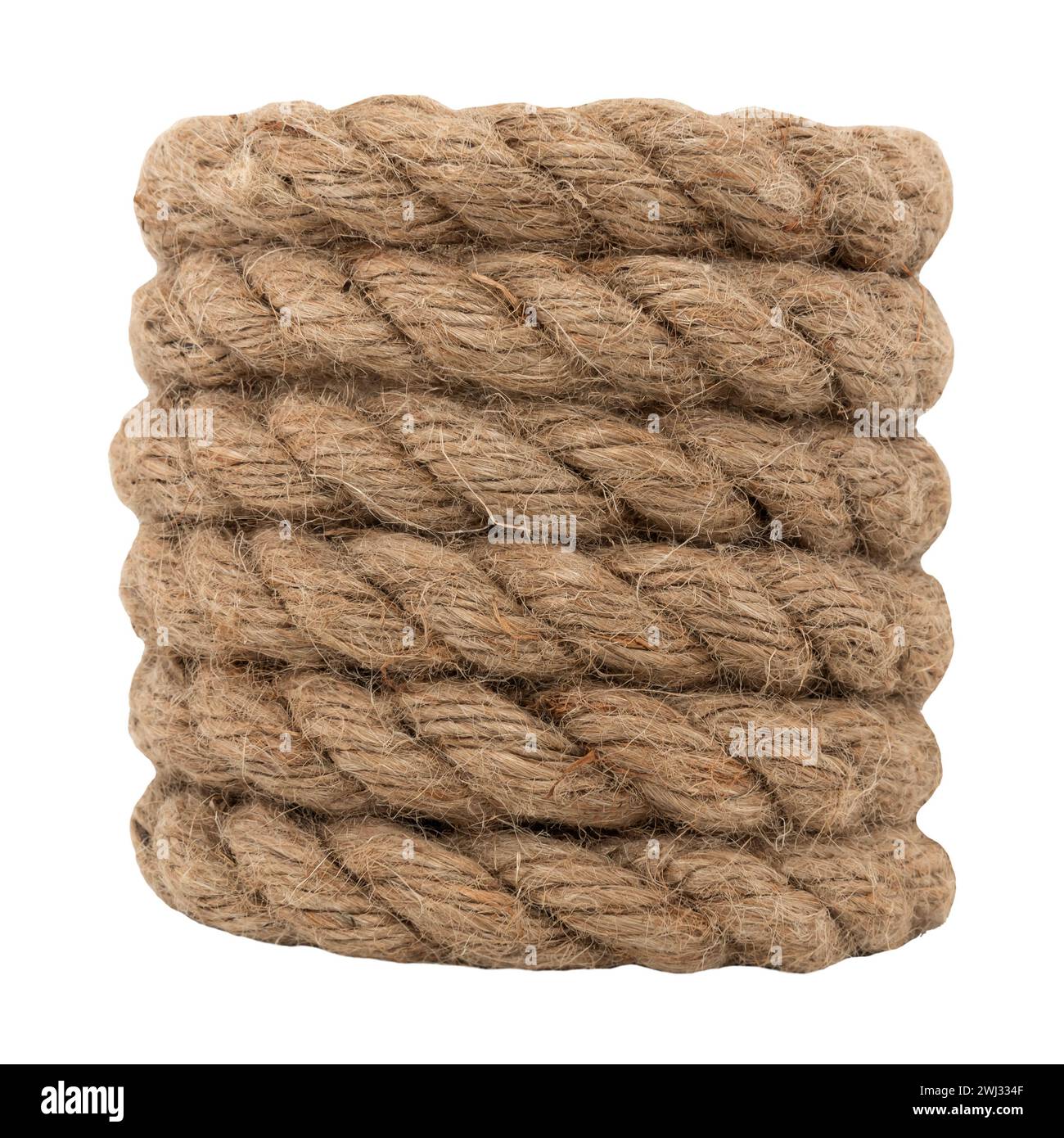 Jute rope with a knot or loop on a white background. Jute Stock Photo ...