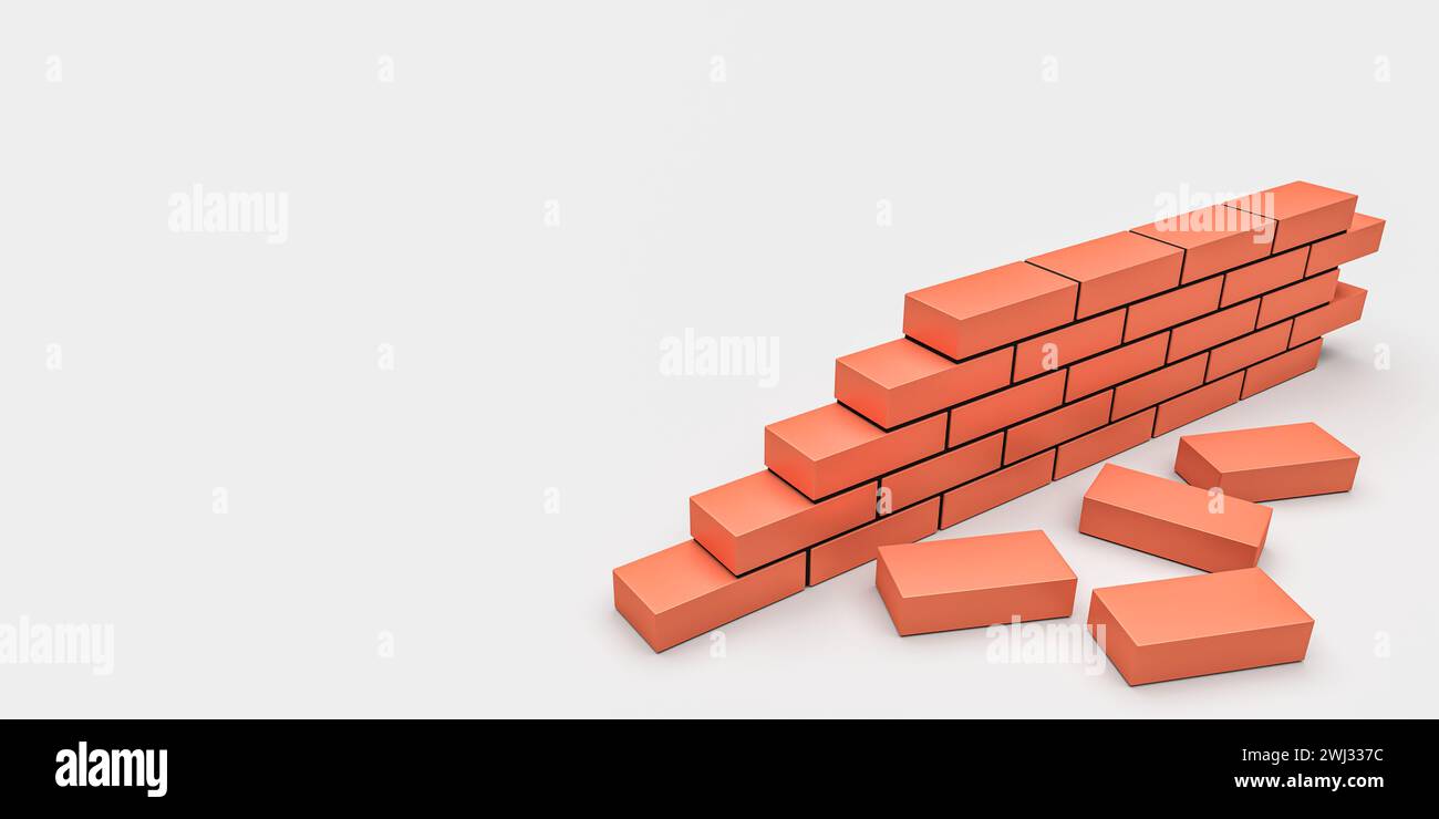 Bricks wall with blank background. Construction building industry ...