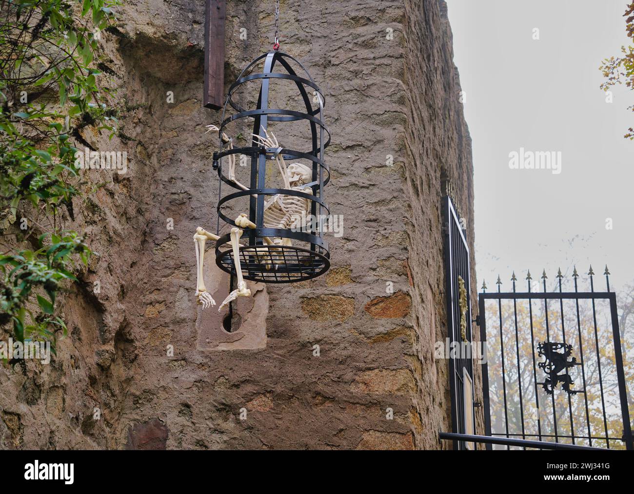Skeleton in front of castle Stock Photo - Alamy