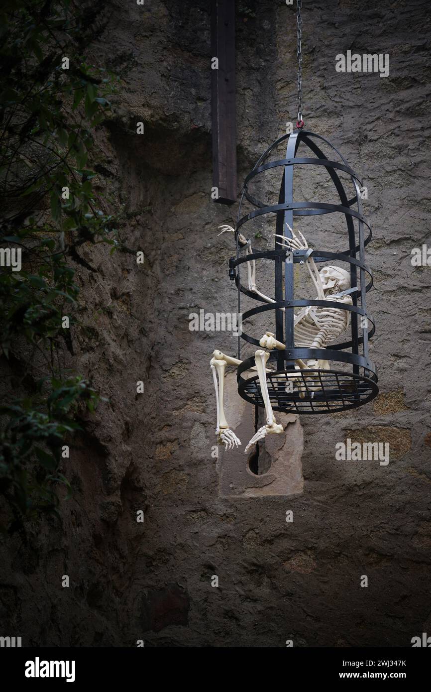 Skeleton in front of castle Stock Photo - Alamy