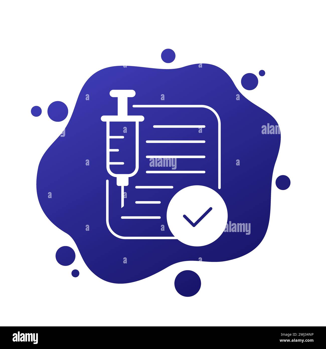 vaccination certificate icon with syringe, vector Stock Vector Image ...