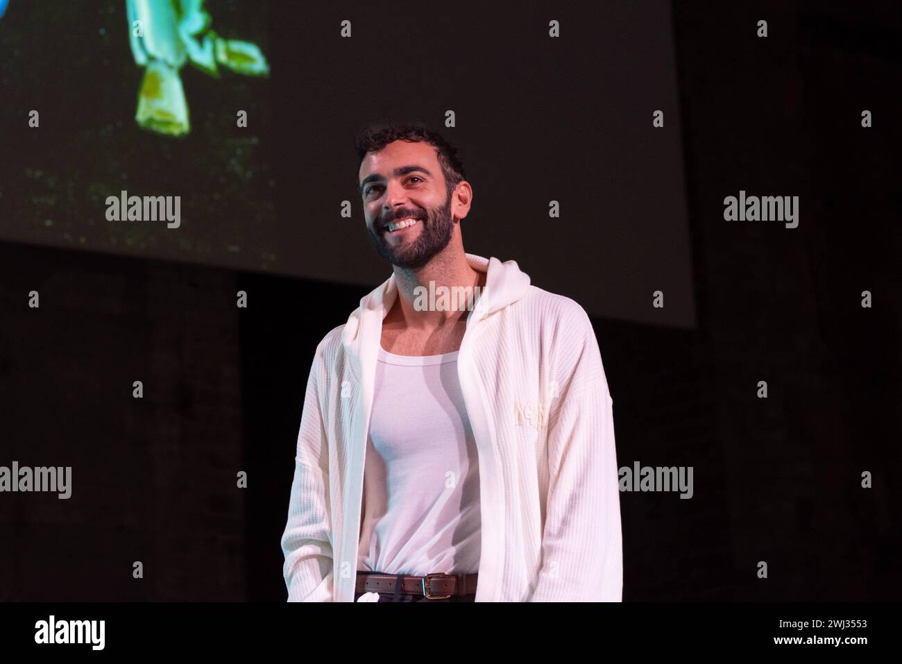 Turin, Turin, Italy. 12th Feb, 2024. Italian singer Marco Mengoni at ...