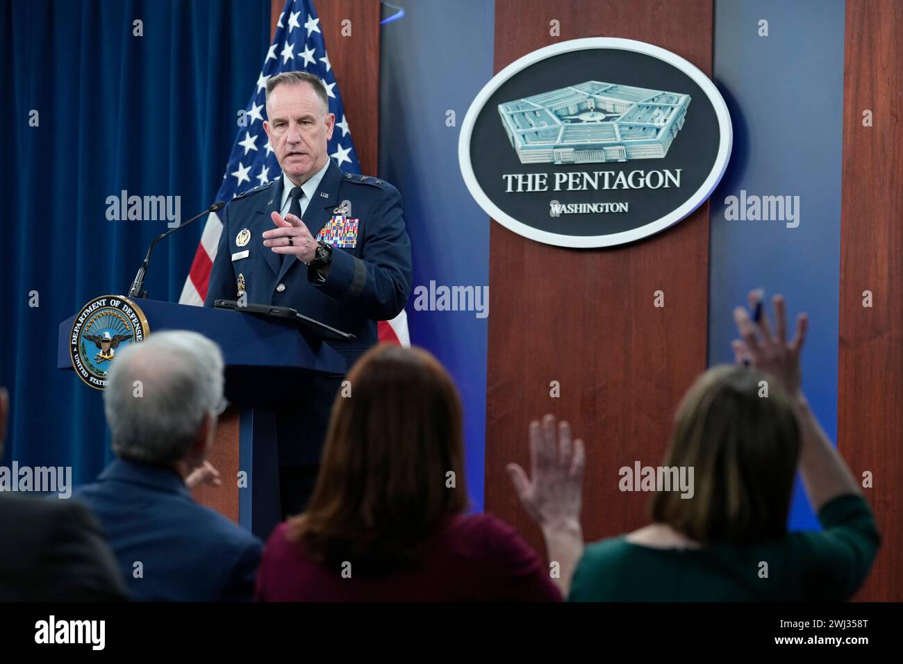 Pentagon spokesman Air Force Brig. Gen. Patrick Ryder speaks during a briefing at the Pentagon ...