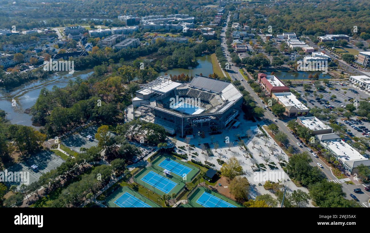 Aerial View Of Credit One Stadium On Daniel Island In Charleston South ...
