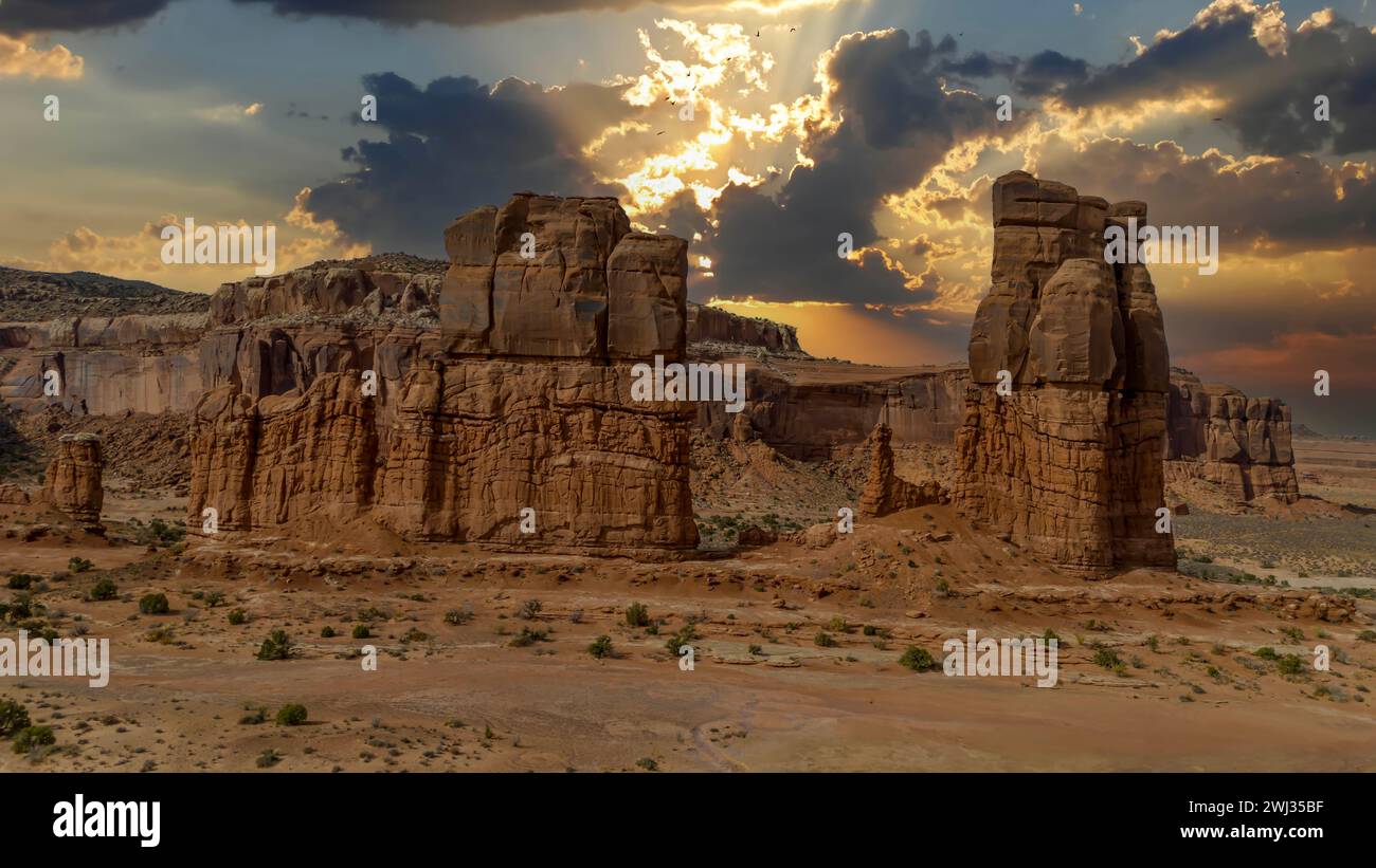 Aerial View Of Rock Formations In The American Southwest Stock Photo ...