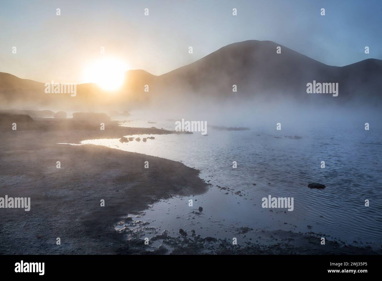 Natural Hot Spring in Atacama desert, Chile, South America Stock Photo ...