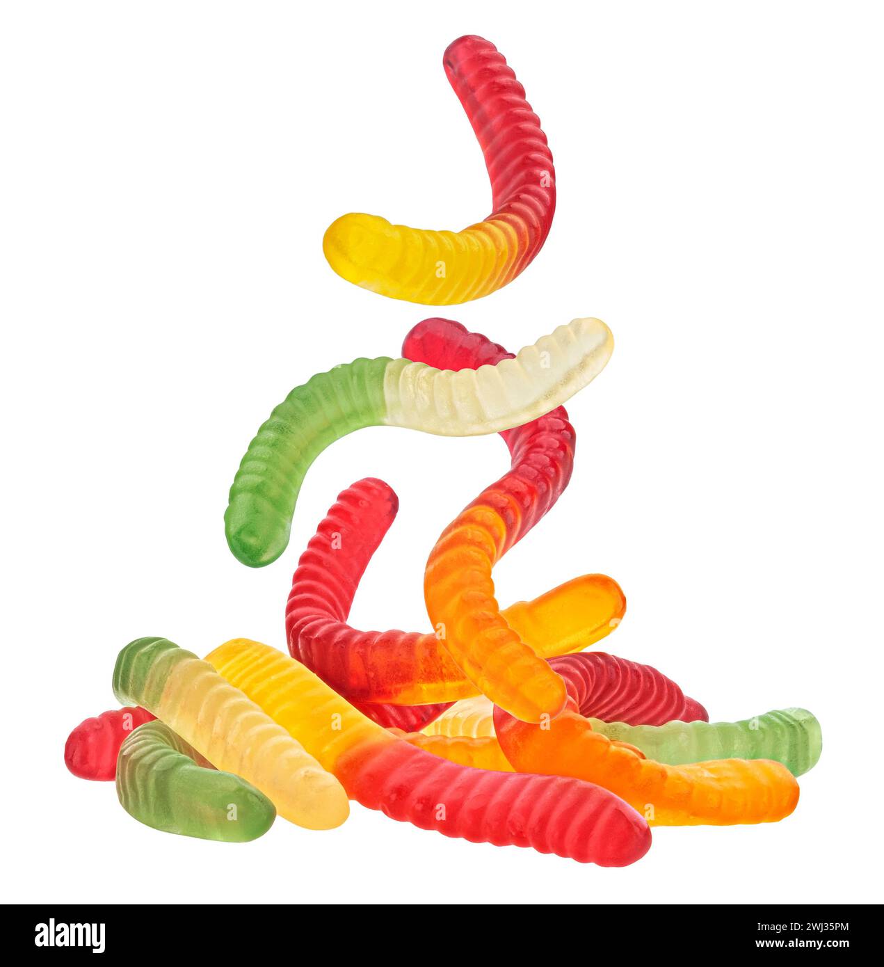 Gummy worm candies isolated on white background Stock Photo - Alamy