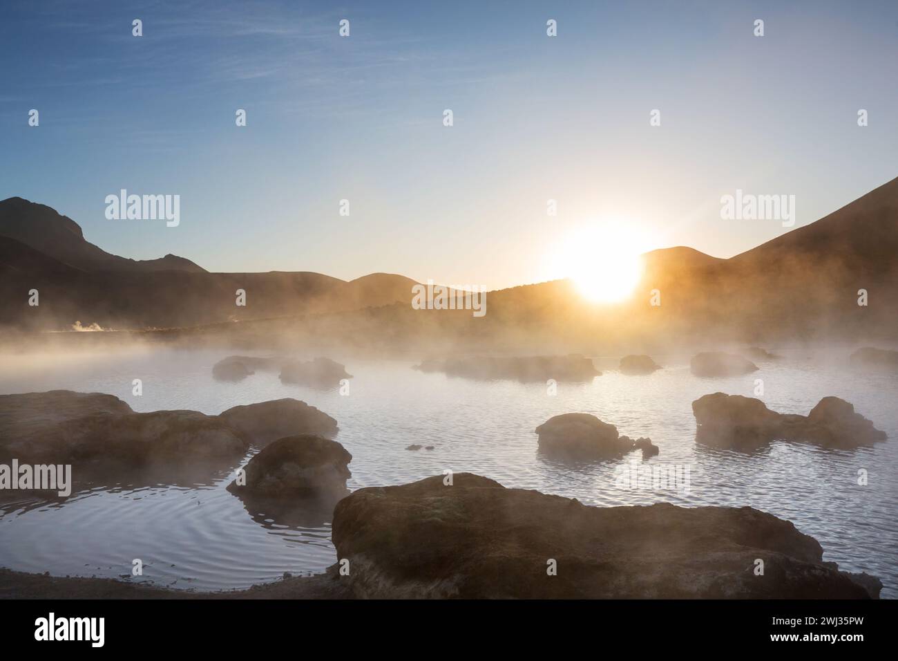 Natural Hot Spring in Atacama desert, Chile, South America Stock Photo ...