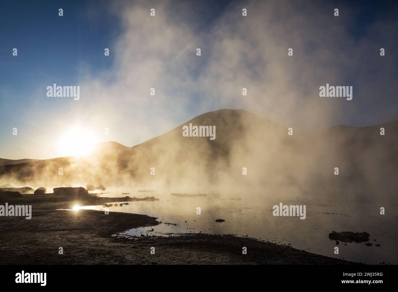 Natural Hot Spring in Atacama desert, Chile, South America Stock Photo ...