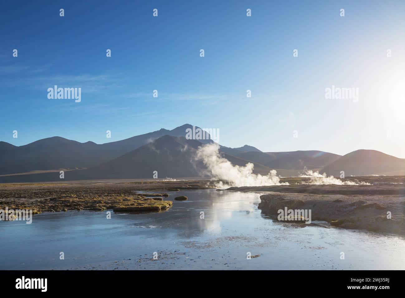 Natural Hot Spring in Atacama desert, Chile, South America Stock Photo ...
