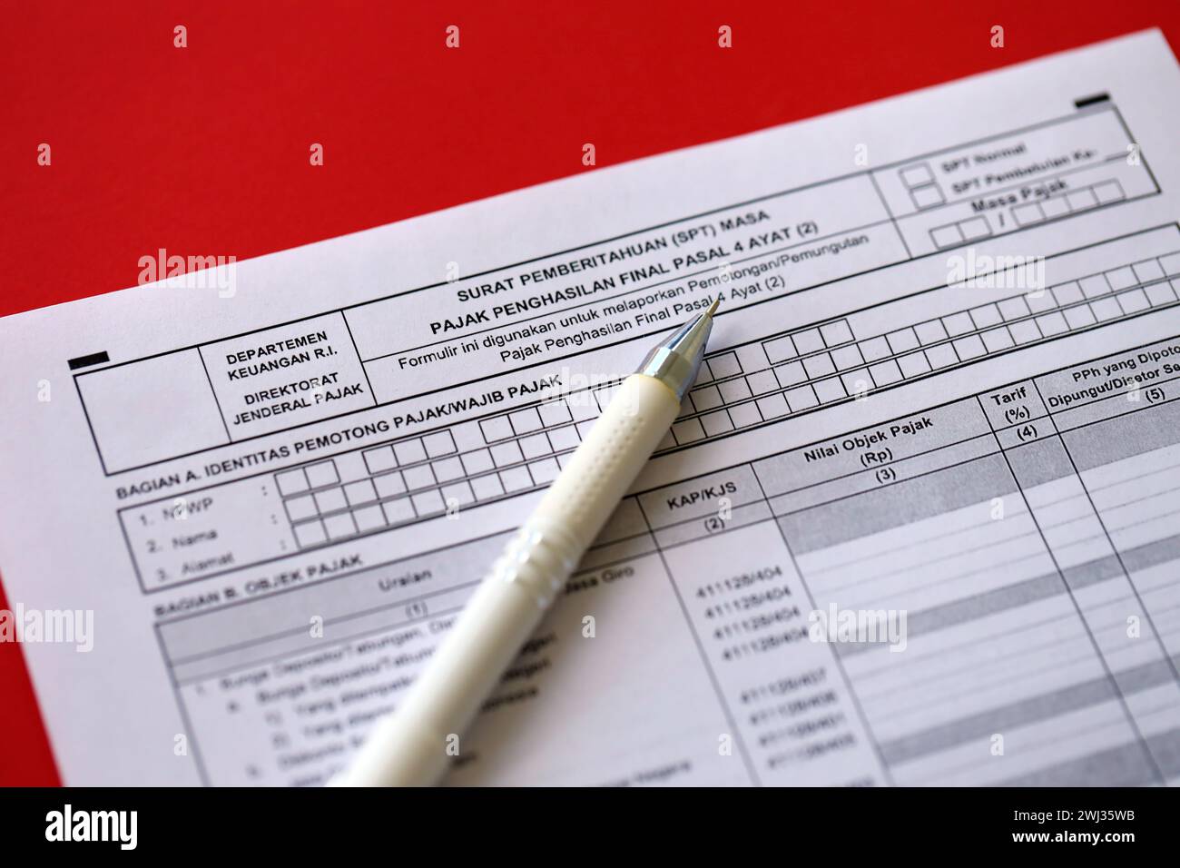 Indonesian tax form notification letter SPT for final income tax period ...