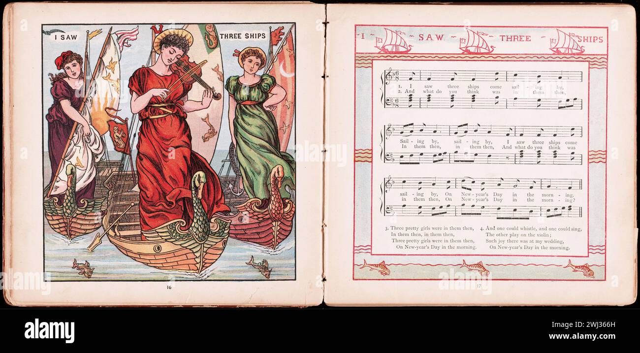 "I Saw Three Ships" Plate and Musical partition from The babys opera: a ...
