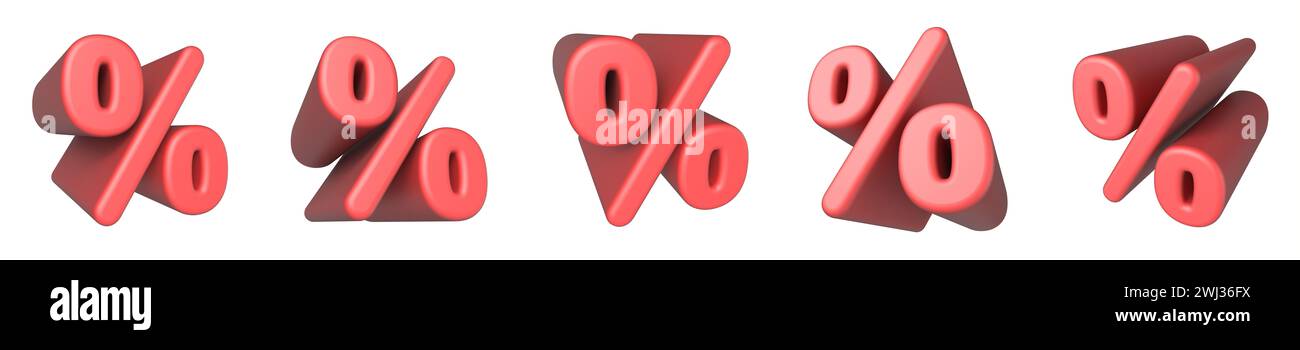 Set of dimensional red percent signs 3D Stock Photo - Alamy