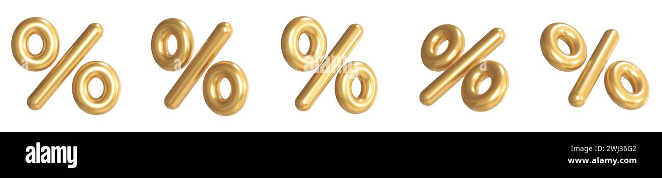 Set of golden percent signs different angles 3D Stock Photo - Alamy