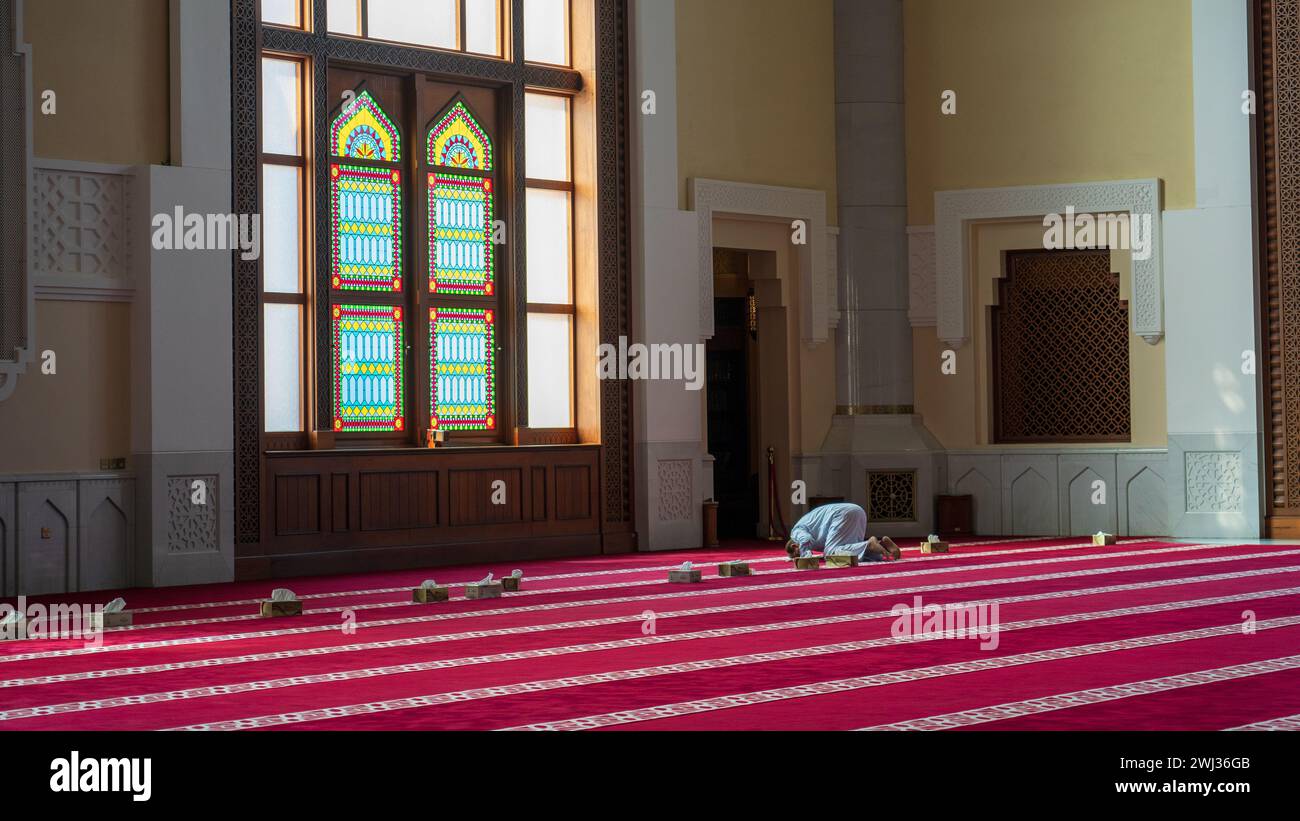 doha,qatar- february 02,2024: Sun light coming through the colorful ...