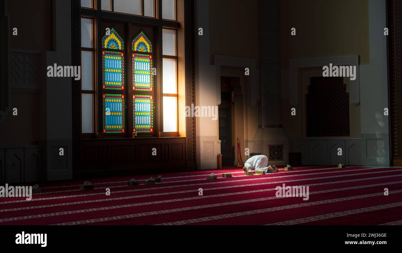 doha,qatar- february 02,2024: Sun light coming through the colorful ...