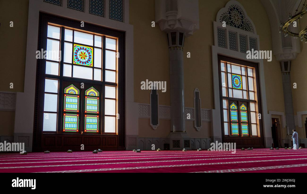 doha,qatar- february 02,2024: Sun light coming through the colorful ...