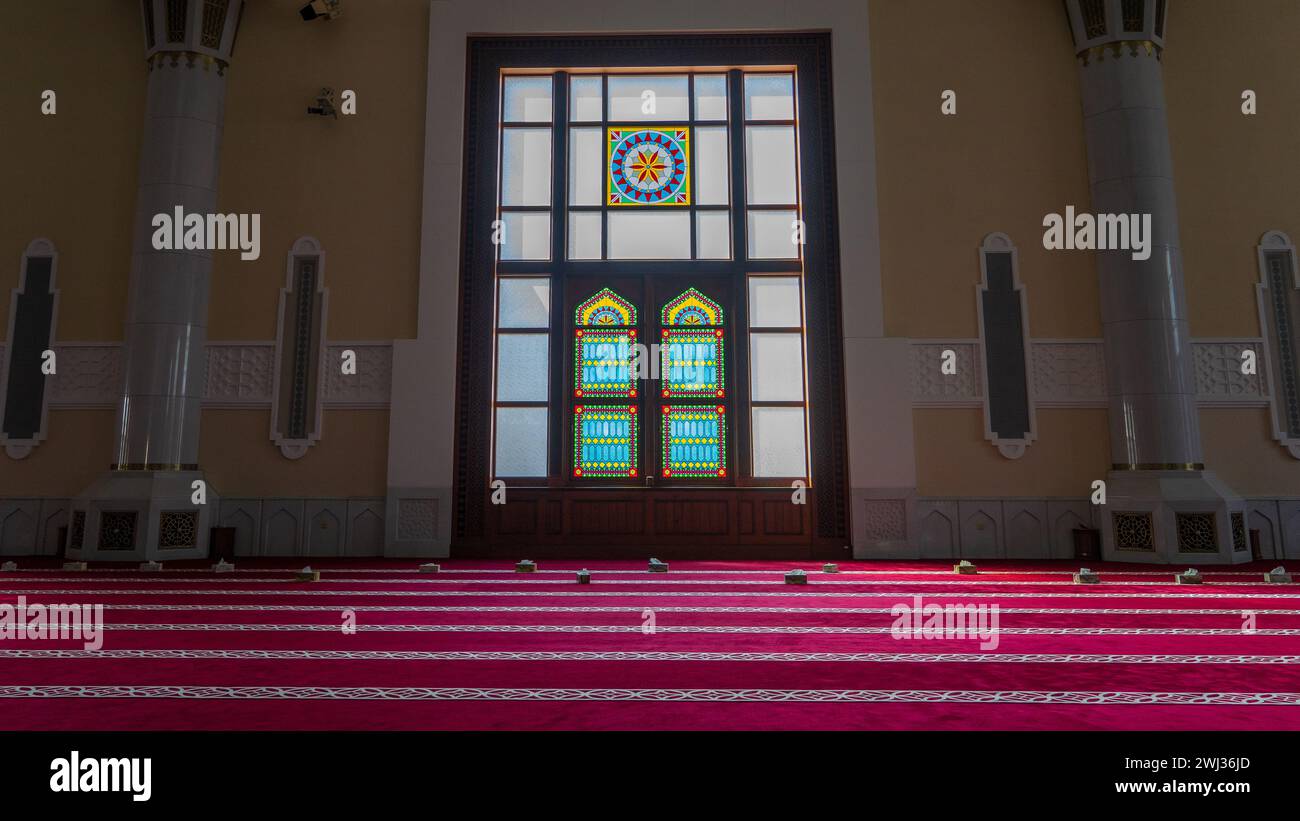 doha,qatar- february 02,2024: Sun light coming through the colorful ...