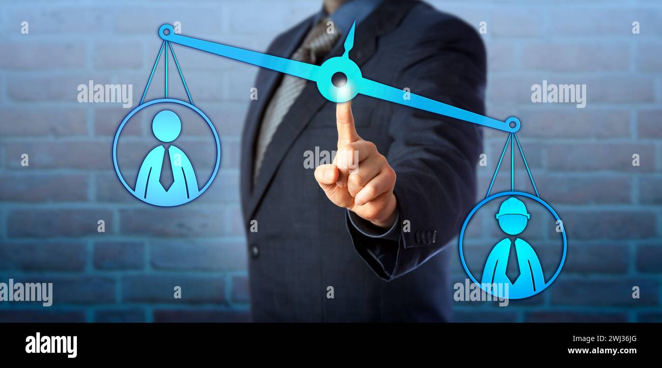 Male blue collar worker icon is outweighing a white collar employee ...