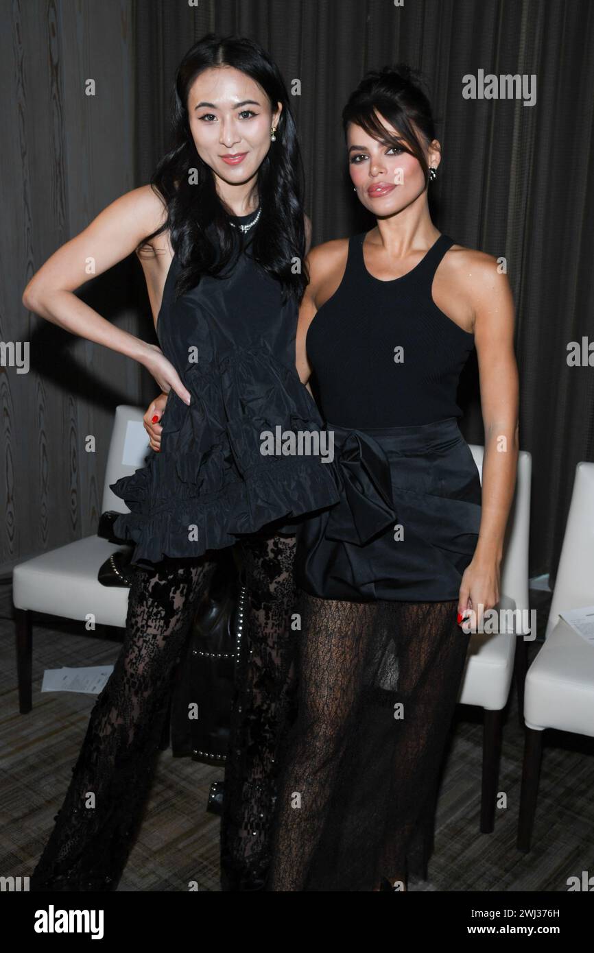 New York, USA. 12th Feb, 2024. Amber Wang and Brooks Nader attending the Aknvas FW24 Runway Show ...