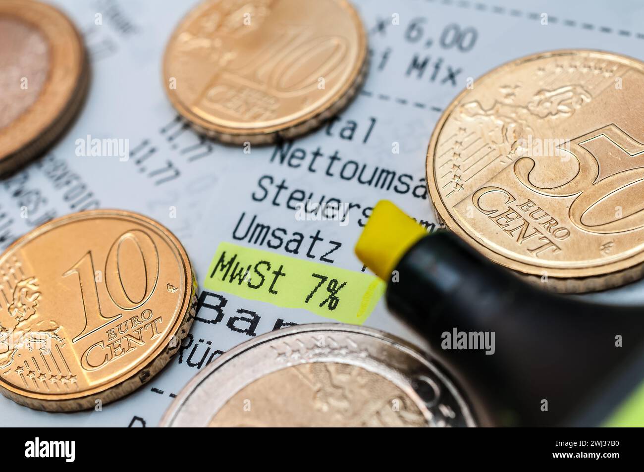 Proof of purchase, VAT 7% and VAT reduction Stock Photo - Alamy