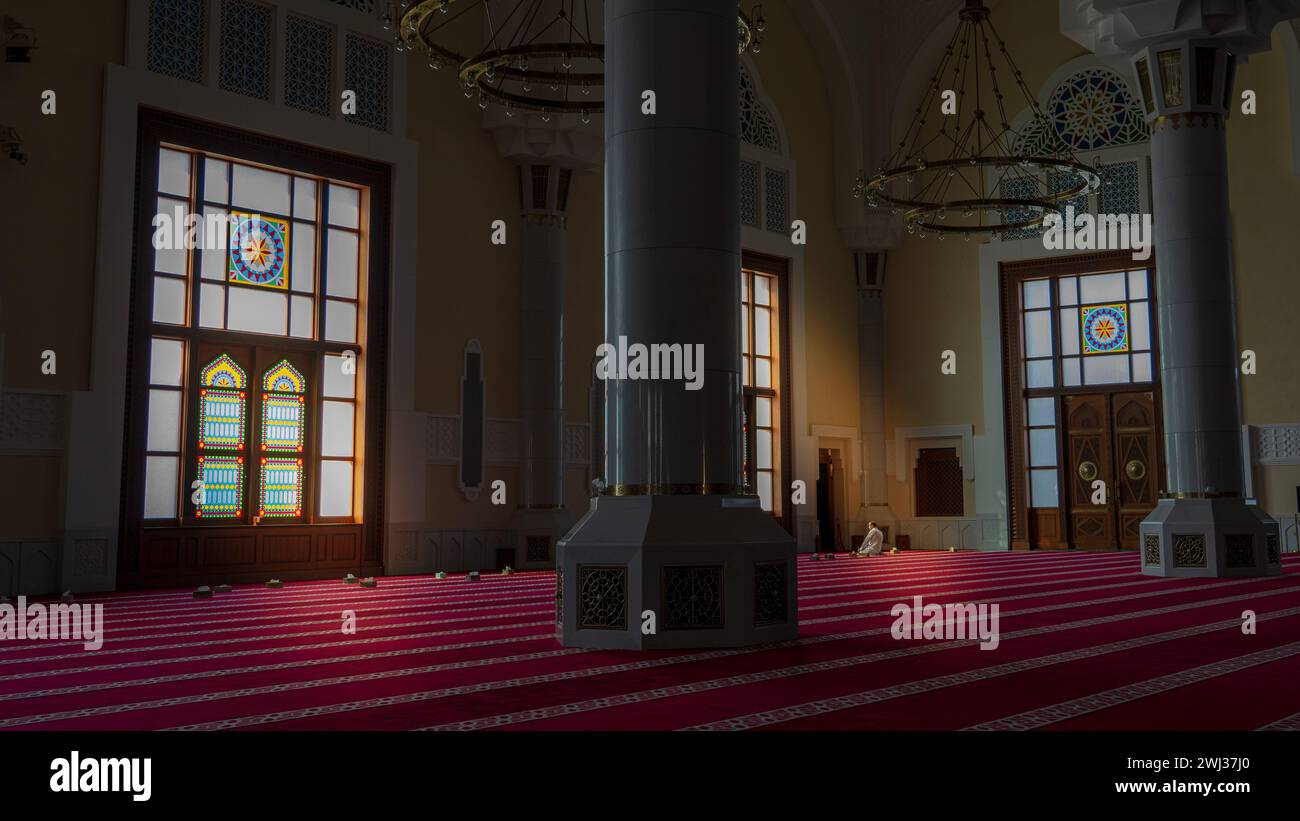 doha,qatar- february 02,2024: Sun light coming through the colorful ...