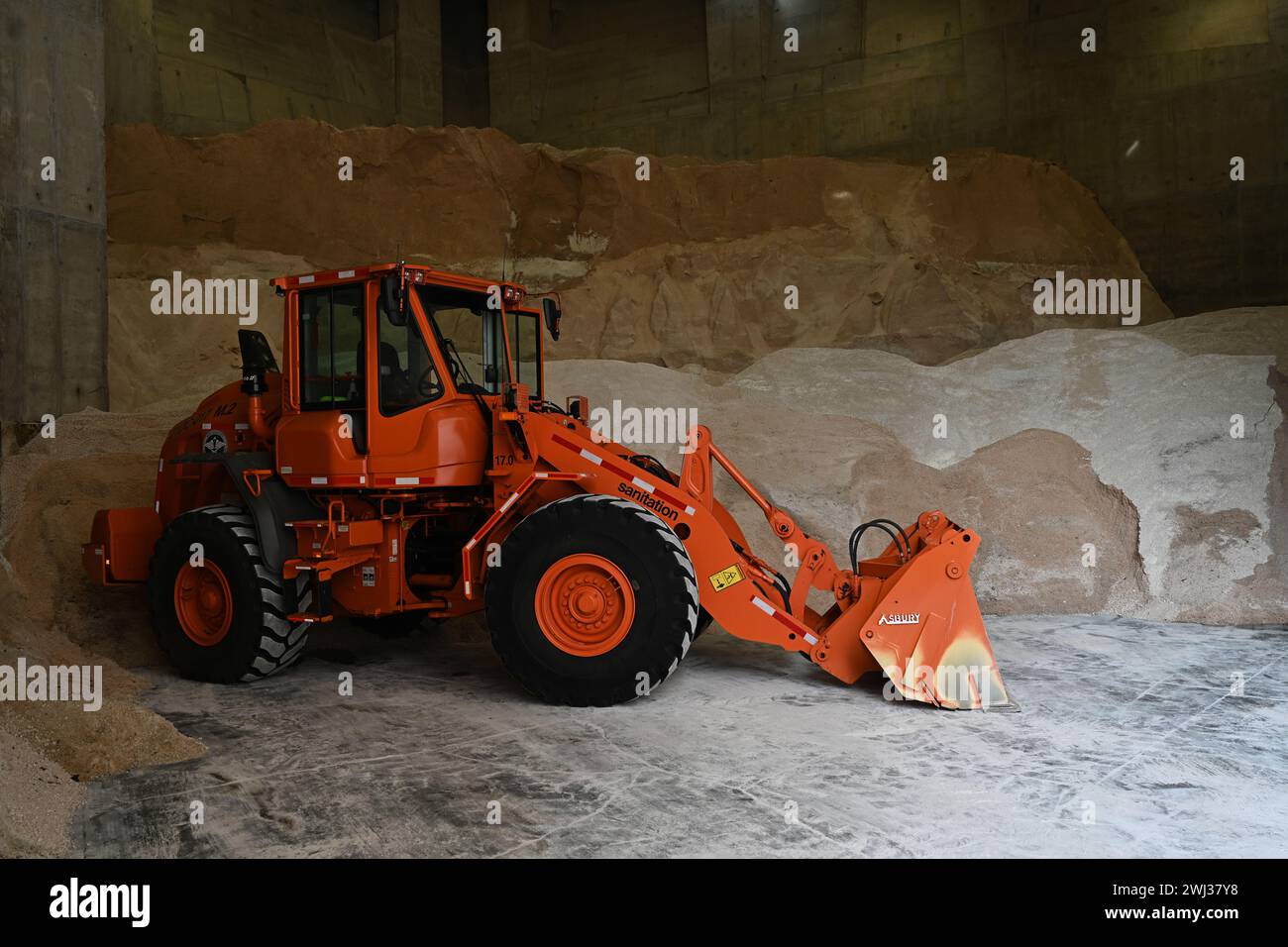 Department of Sanitation equipment at the DSNY Spring Street Salt Shed ...