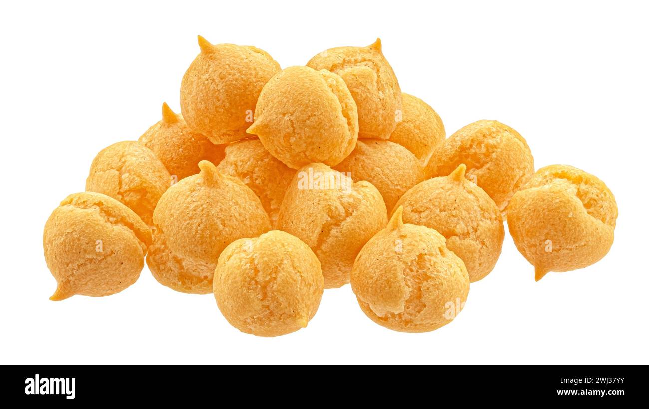 Small cookie drops, puff pastry balls isolated on white background with ...