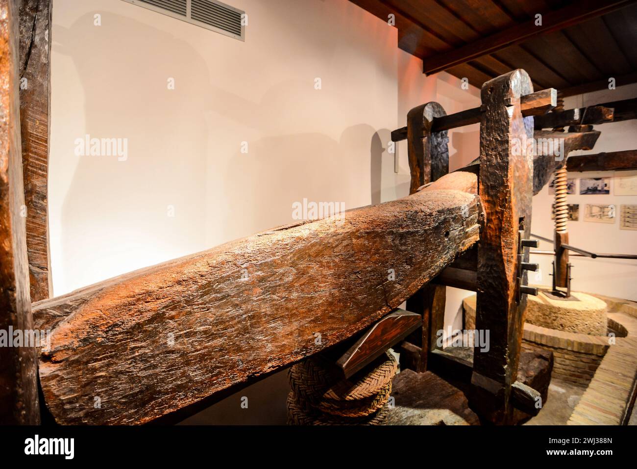 Vintage Ancient italian olive oil machine used to make oil, oil mill ...