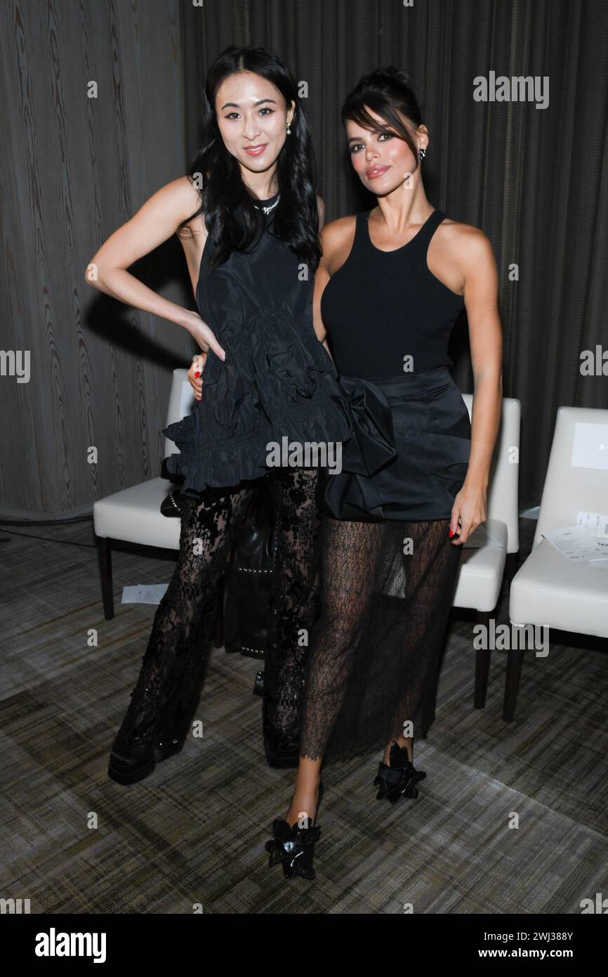 New York, USA. 12th Feb, 2024. Amber Wang and Brooks Nader attending the Aknvas FW24 Runway Show ...