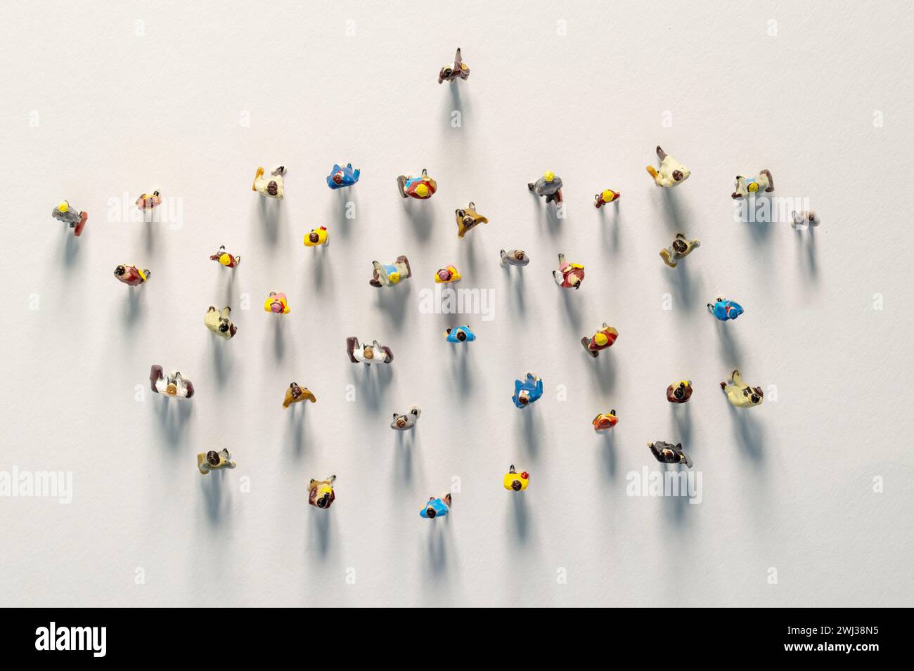 One leader. Crowd of people follows. lot of followers. Concept of ...