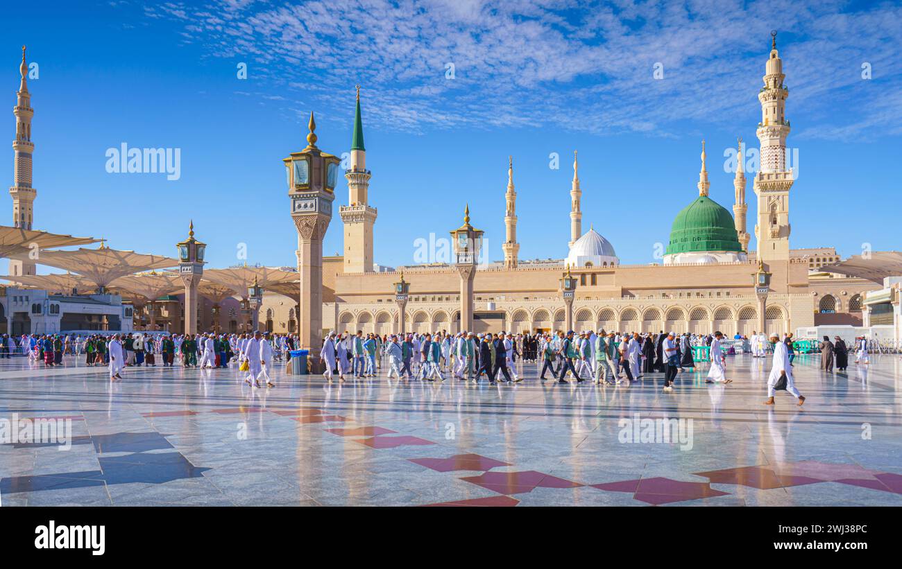 Al-Madinah al-Munawwarah - Mar 09 2023, Pilgrims walk through the main ...