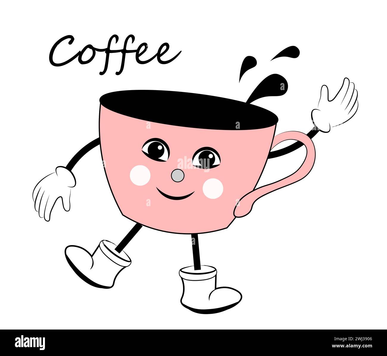 Cup of coffee with arms and legs Stock Vector Image & Art - Alamy