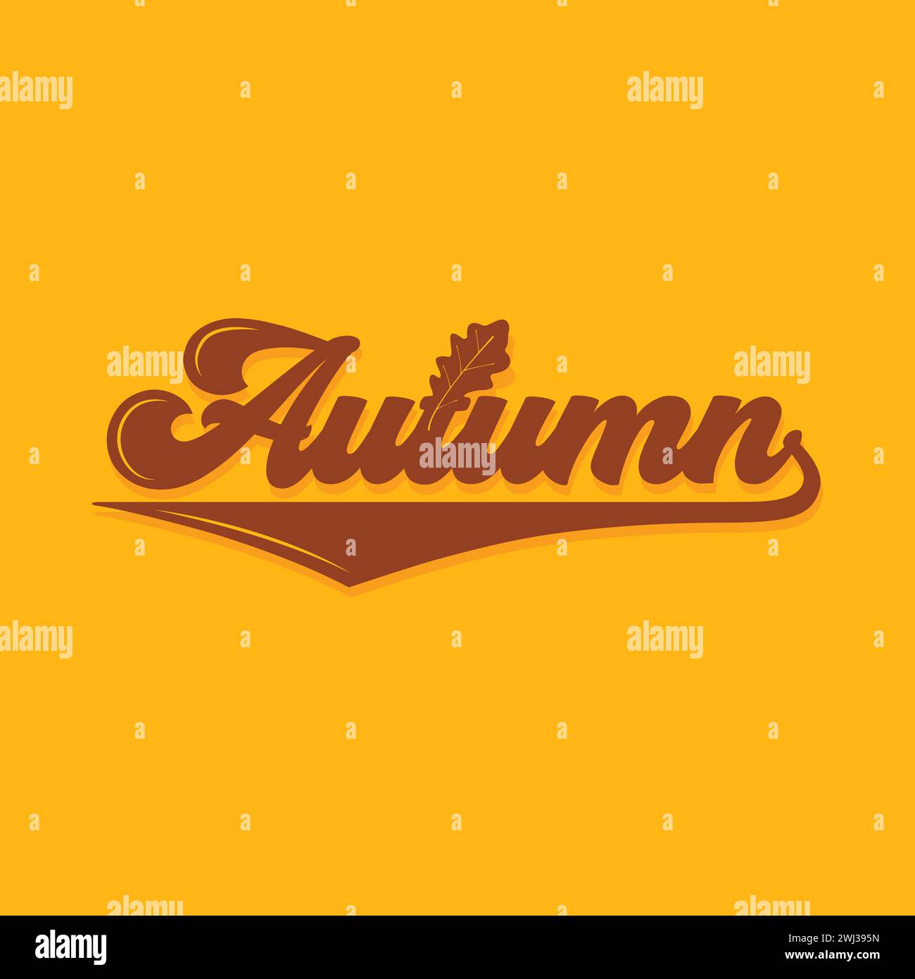 Autumn Hand drawn retro style custom lettering vector illustration ...