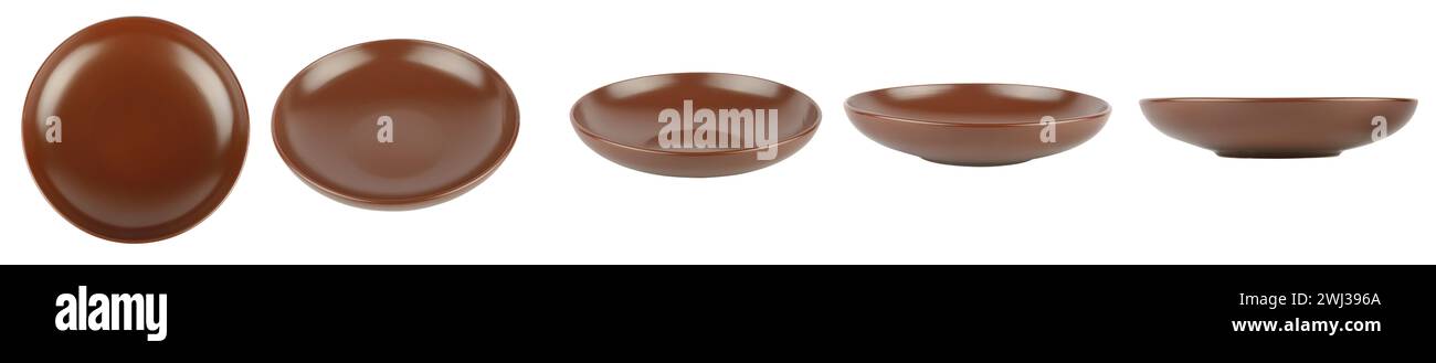 Plate collection different angles isolated on white background Stock ...