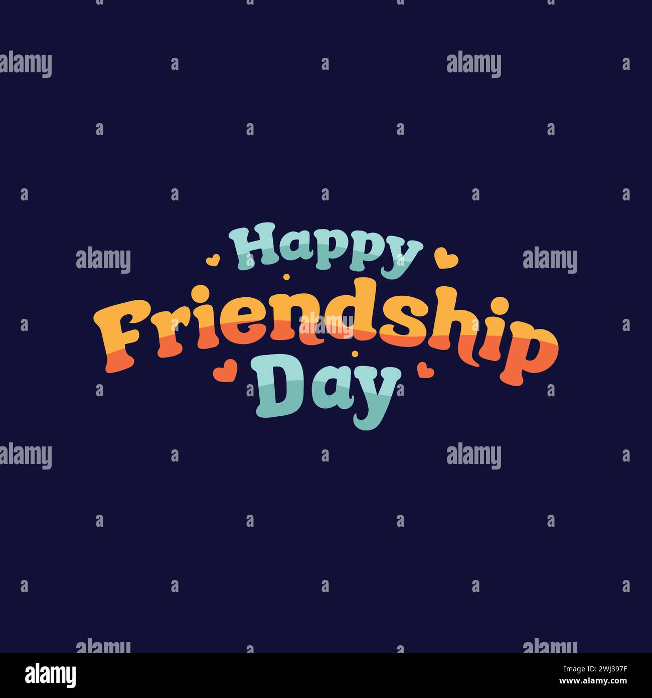 Friendship day typography design with long shadow on red background ...