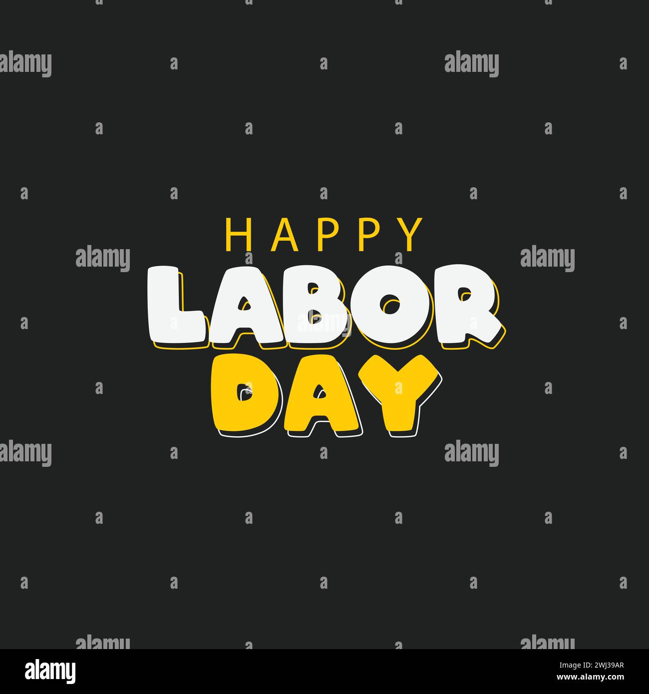Happy Labor Day simple Text, Vector lettering Illustration on black ...