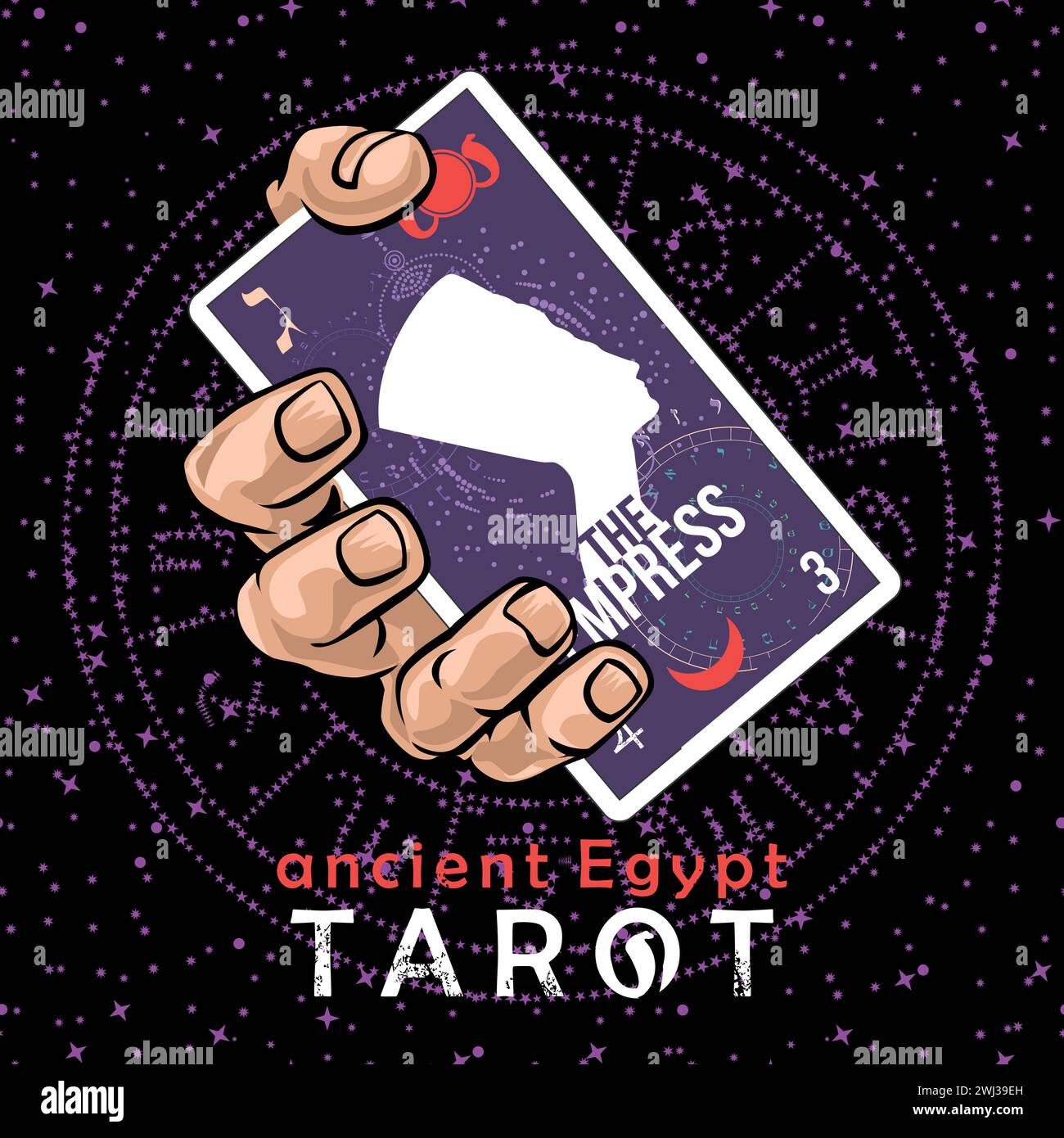 Ancient Egyptian Tarot. T-shirt design of a hand holding the Egyptian ...