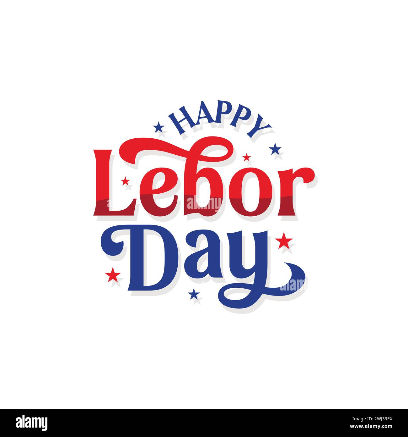 Happy Labor Day vector lettering illustration with American flag color ...