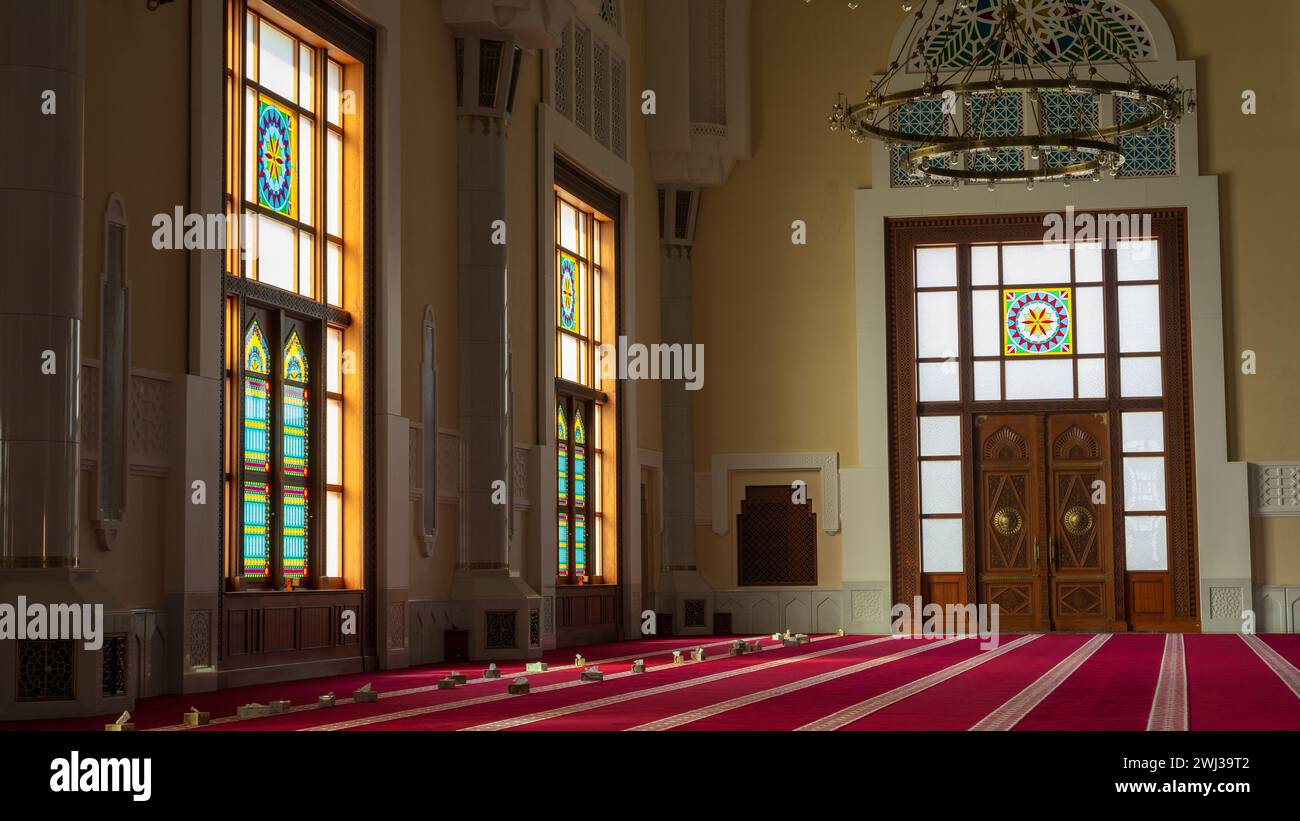 doha,qatar- february 02,2024: Sun light coming through the colorful ...