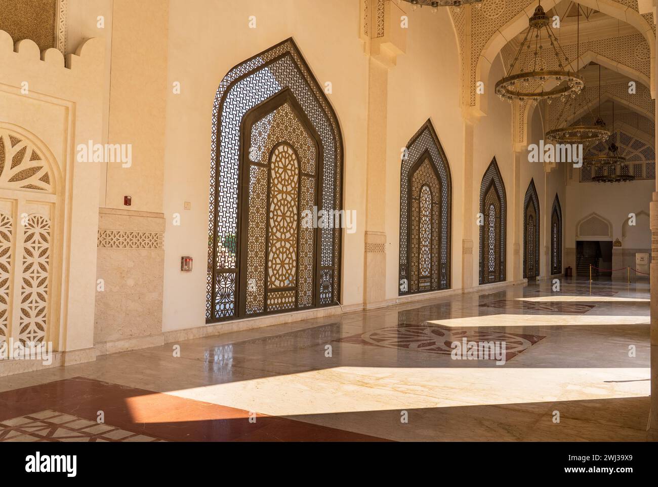 doha,qatar- february 02,2024: Sun light coming through the colorful ...