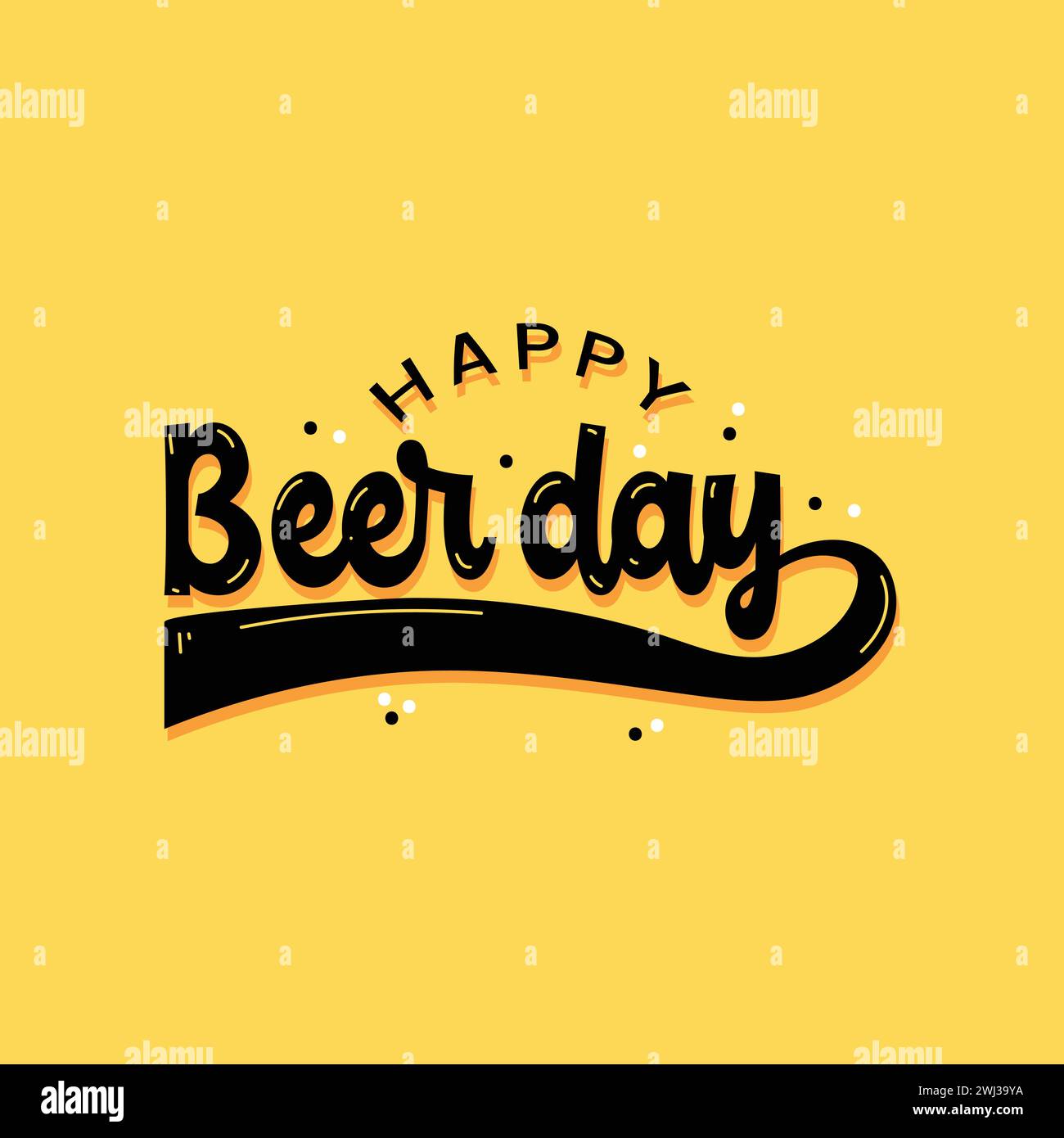 Beer day retro style typography illustration on yellow background to ...