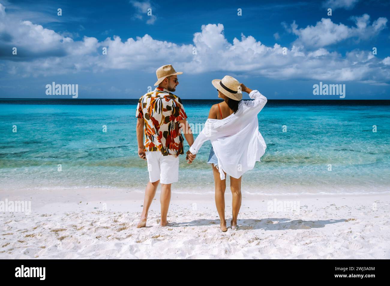 Playa Porto Marie beach Curacao, white tropical beach with turqouse ...