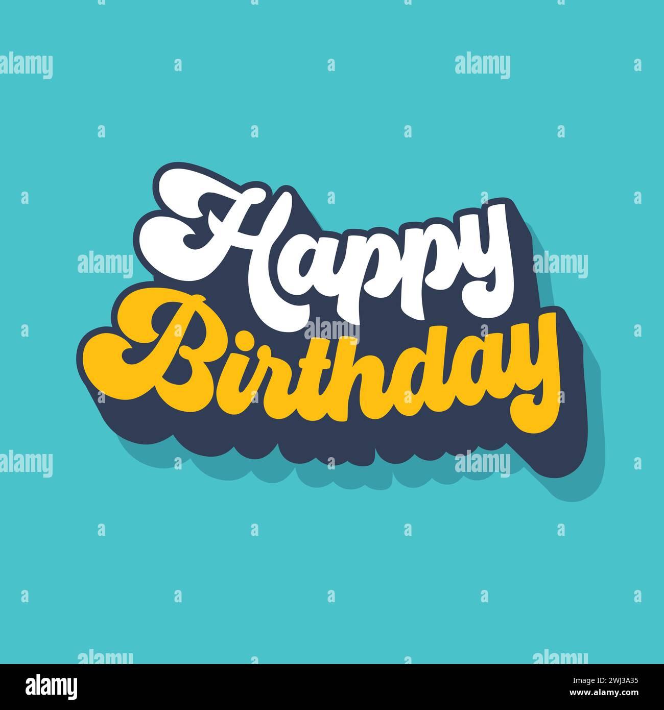Happy Birthday retro style lettering vector text greeting card. Bold ...