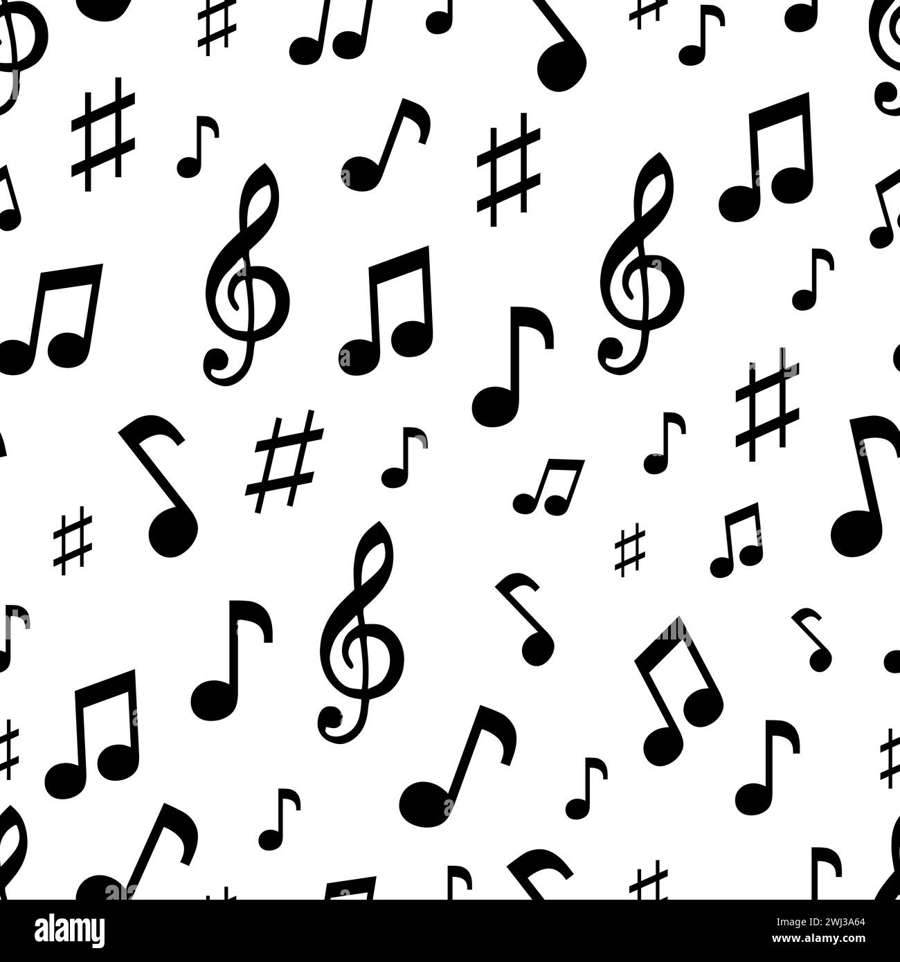 Seamless pattern with musical notes on white background Stock Vector ...