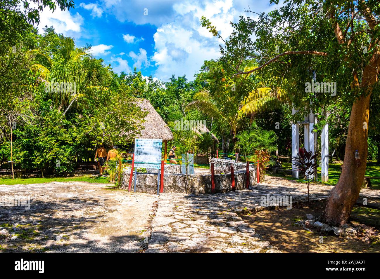 Tulum Quintana Roo Mexico 01. October 2023 Entrance to Cenote Tankach ...