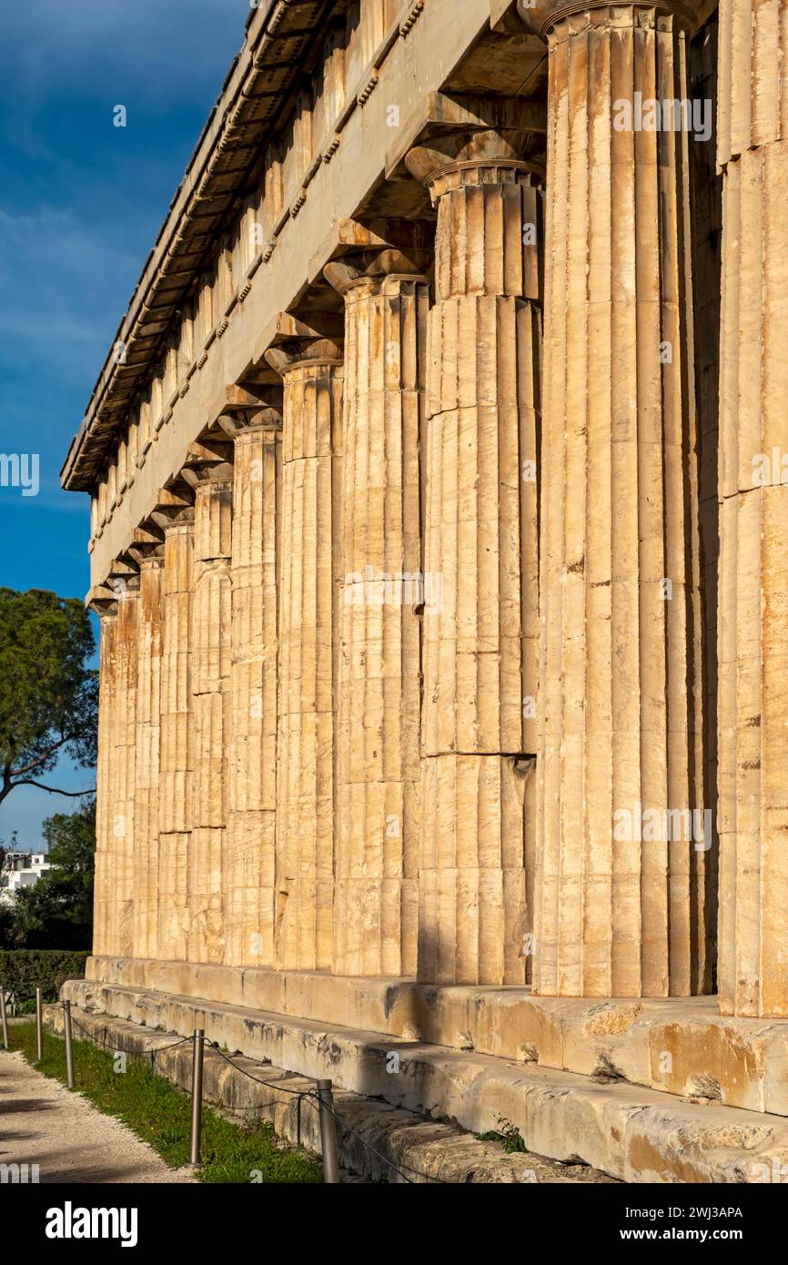 Doric colonnade of the Temple of Hephaestus, Ancient Agora of Athens ...