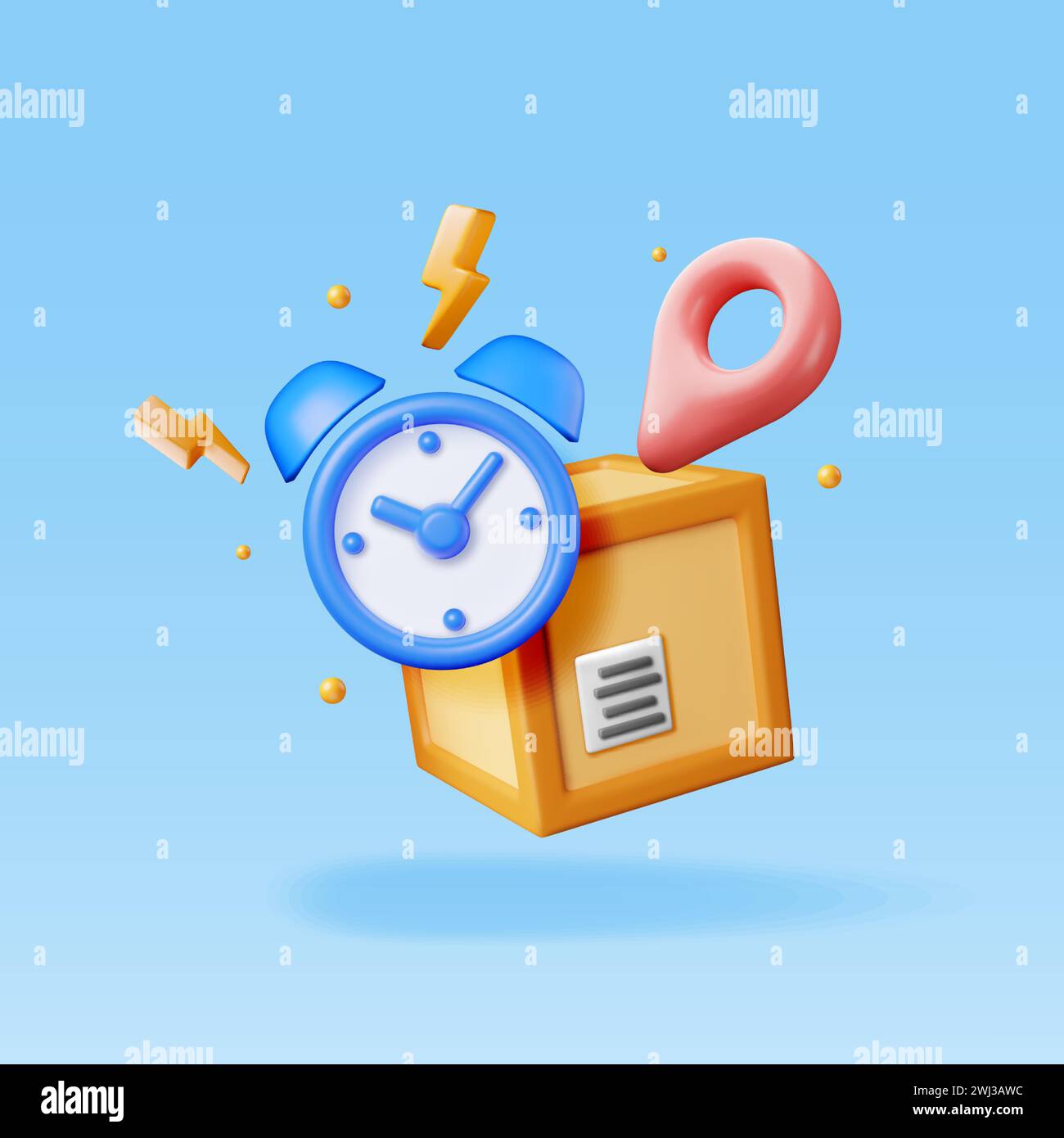 3D Carton Packaging Box with Alarm Clock Stock Vector Image & Art - Alamy