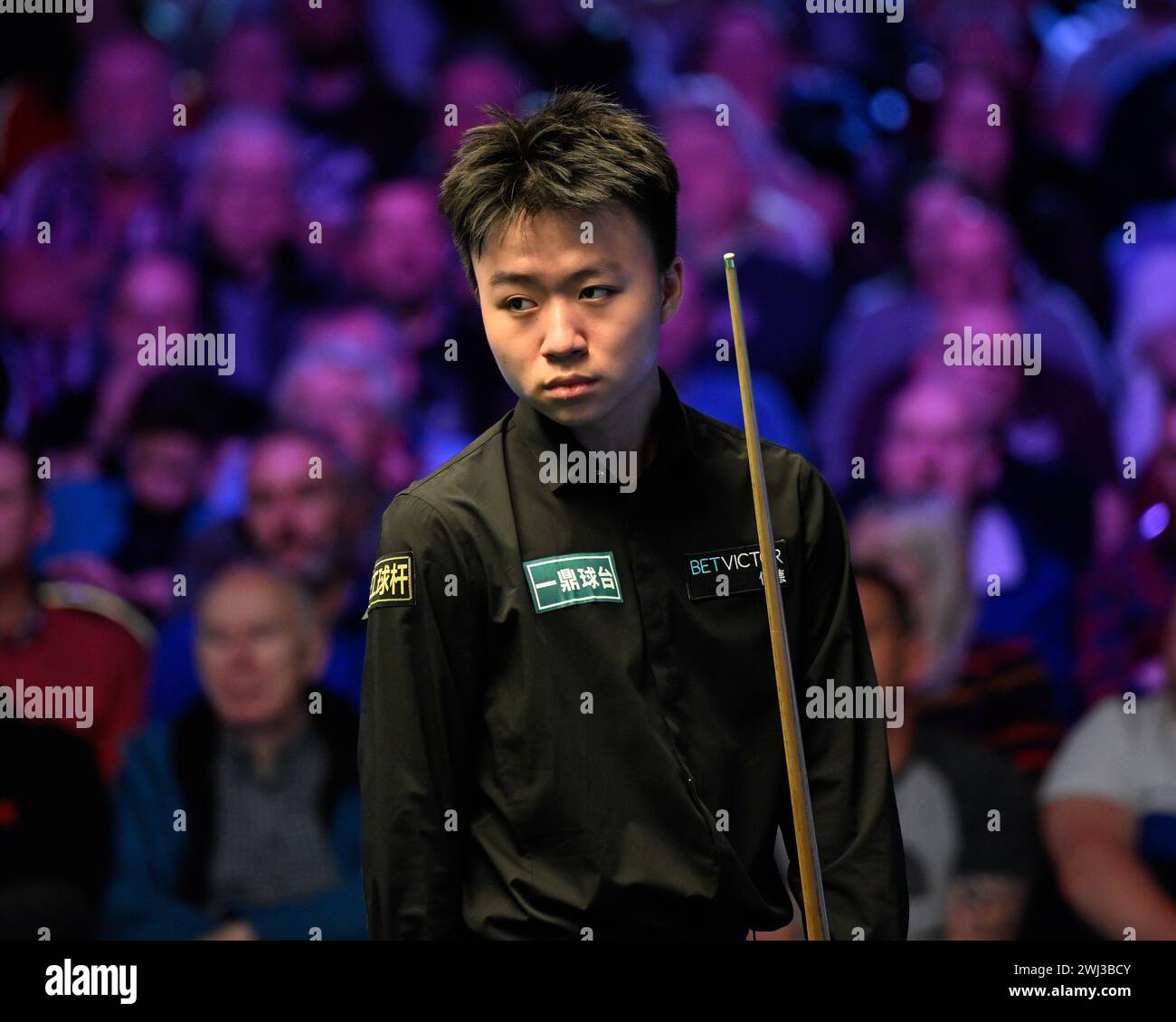 Jiang Jun, during the 2024 BetVictor Welsh Open at Venue Cymru ...