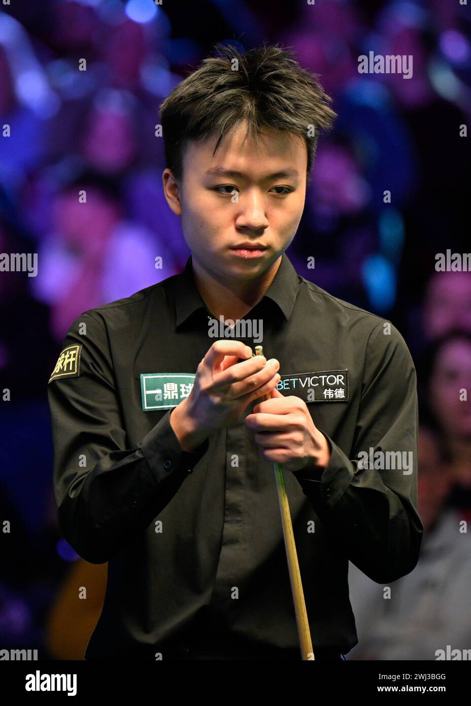 Jiang Jun, during the 2024 BetVictor Welsh Open at Venue Cymru ...